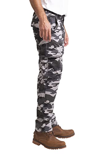 Mens Army Cargo Pants Casual Regular Fit Camouflage Combat Cotton Multi Pocket Security Workwear Trousers Sizes 32W-44W (Gray Camo, 38W x 34L)