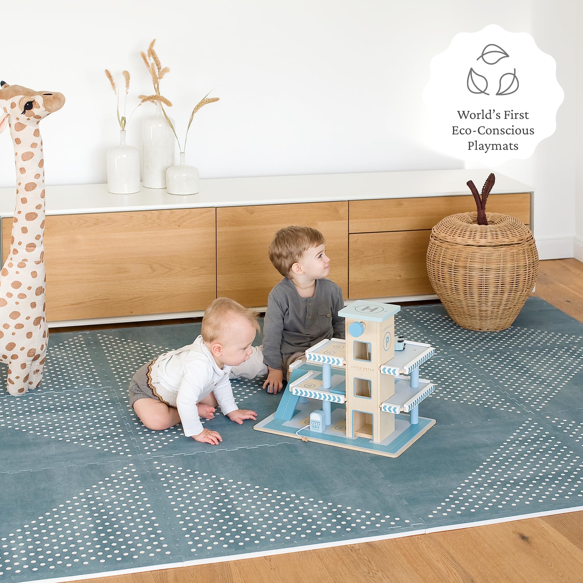 Toddlekind Playmat - Premium Foam Playmat, 4 x 6 feet, 6 Tile Extra Thick Foam Floor Puzzle Mat for Babies/Toddlers Stylish, Non-Toxic, Odorless. Perfect for Tummy Time, Crawling, and Play. Ideal for Nursery and Playroom. 0m+ (Green/Blue)