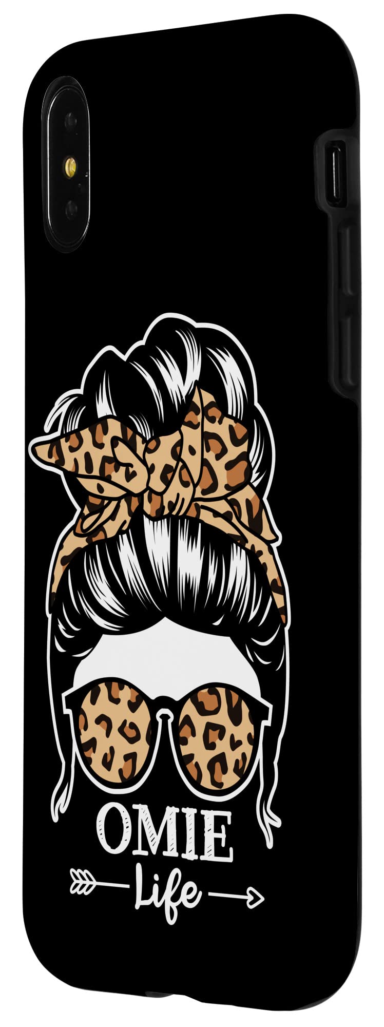 iPhone X/XS Omie Life Messy Bun Hair Funny Omie Leopard Case
