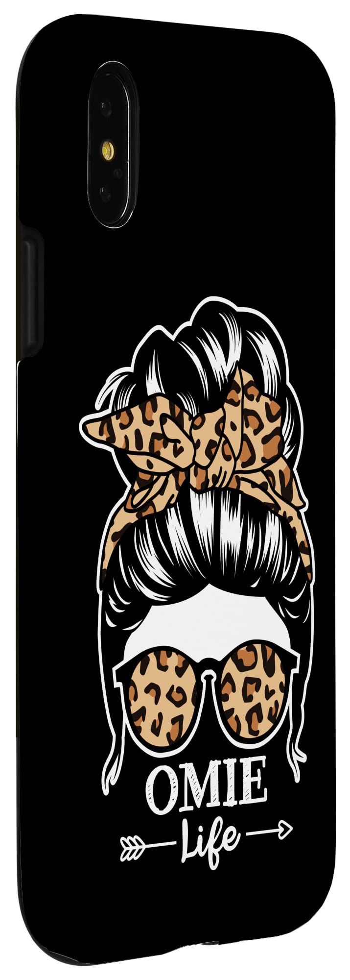 iPhone X/XS Omie Life Messy Bun Hair Funny Omie Leopard Case