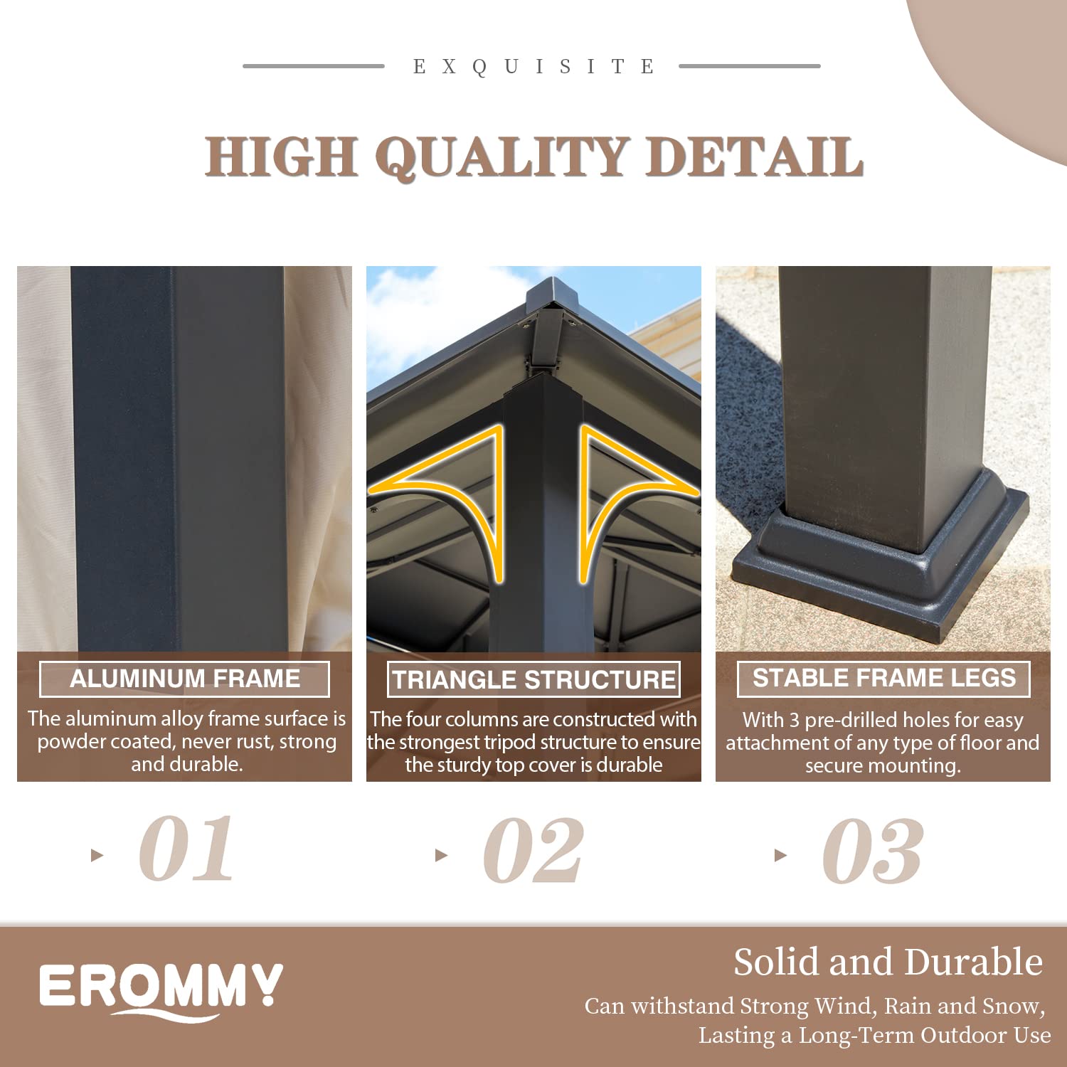 EROMMY 10'x12' Hardtop Gazebo, Galvanized Steel Double Roof with Anti-Rust Coating Frame, Waterproof Canopy with Curtains and Netting for Patios, Gardens, Lawns, and Backyard