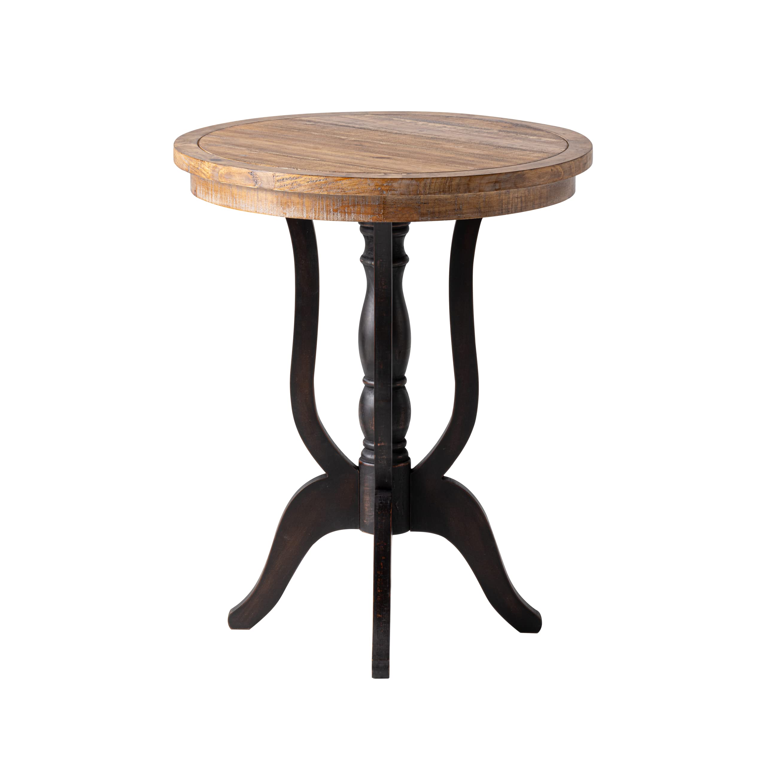 COZAYH Rustic Farmhouse End Table, Natural Top Side Table for Family, Dinning or Living Room, Handcrafted Finish, Modern, Black