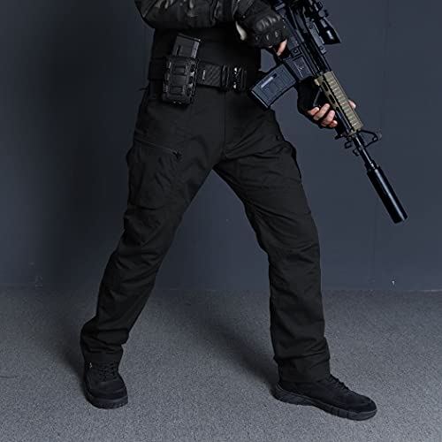 IDOGEAR Tactical Pants Men Trousers Combat Pants Multi-camo Black Casual Hiking Hunting Paintball Pants with Multi-Purpose Pockets (Black, 30W x 31L)