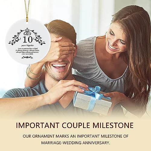 OWTTWO 10th Anniversary Wedding Gift,10th Anniversary Ornament for Couple,Husband,Wife,Him,Her