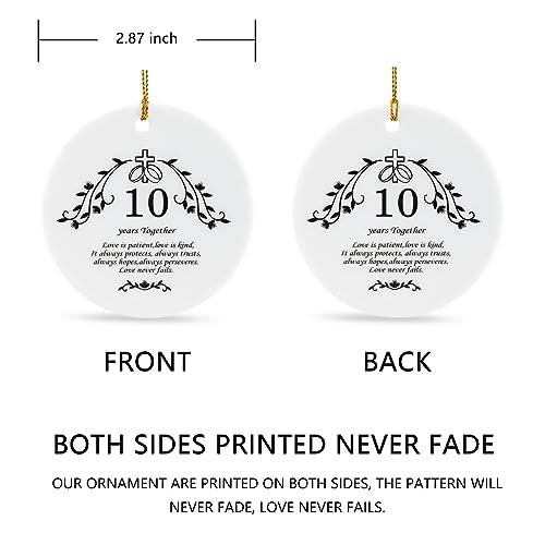 OWTTWO 10th Anniversary Wedding Gift,10th Anniversary Ornament for Couple,Husband,Wife,Him,Her
