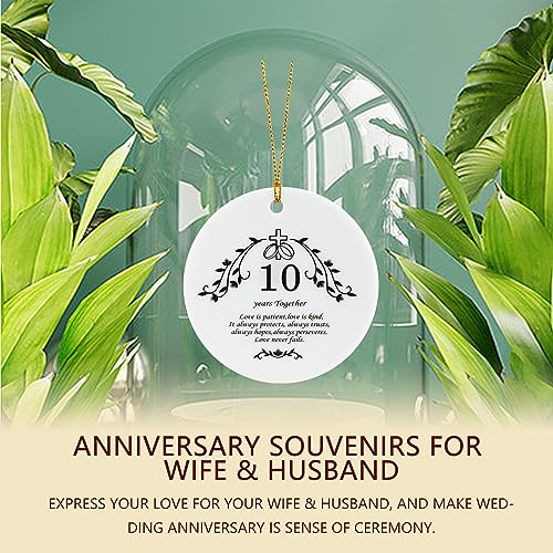 OWTTWO 10th Anniversary Wedding Gift,10th Anniversary Ornament for Couple,Husband,Wife,Him,Her