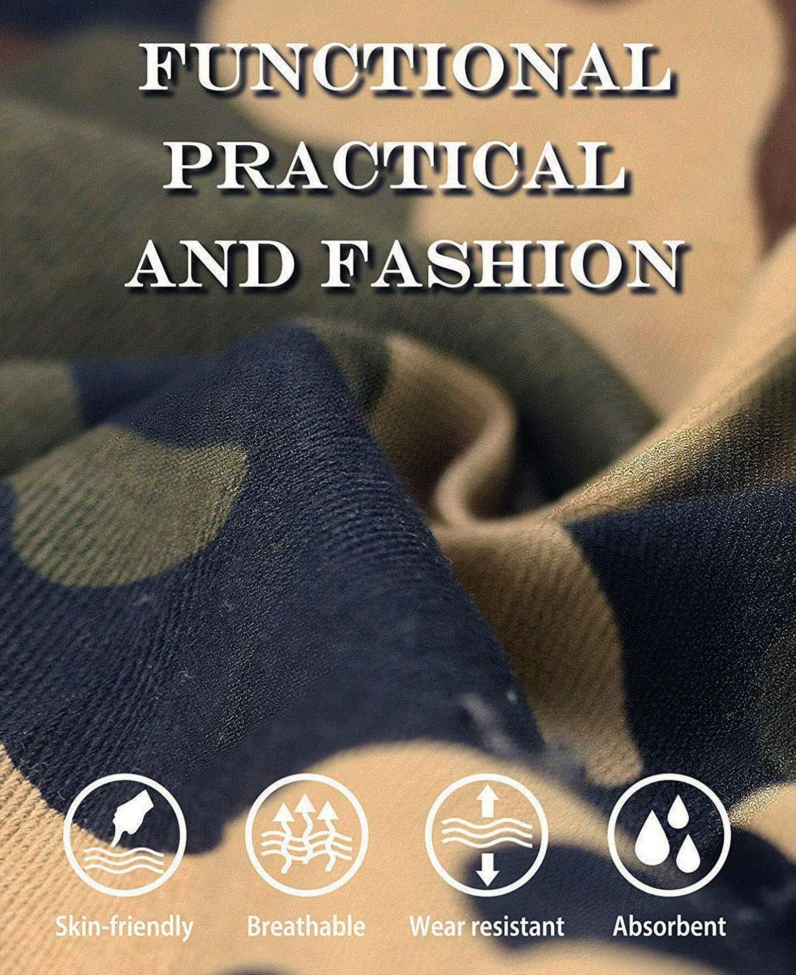 zeetoo Mens Relaxed-Fit Cargo Pants Multi Pocket Military Camo Combat Work Pants GZ03 Khaki Camo