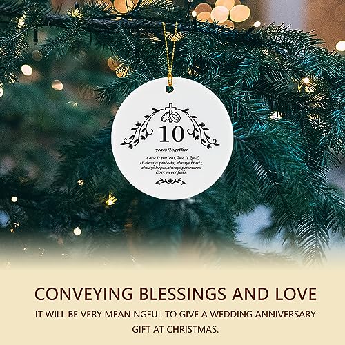 OWTTWO 10th Anniversary Wedding Gift,10th Anniversary Ornament for Couple,Husband,Wife,Him,Her