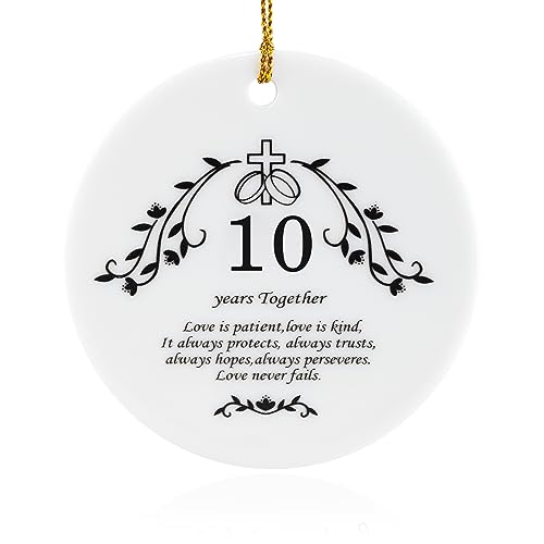 OWTTWO 10th Anniversary Wedding Gift,10th Anniversary Ornament for Couple,Husband,Wife,Him,Her