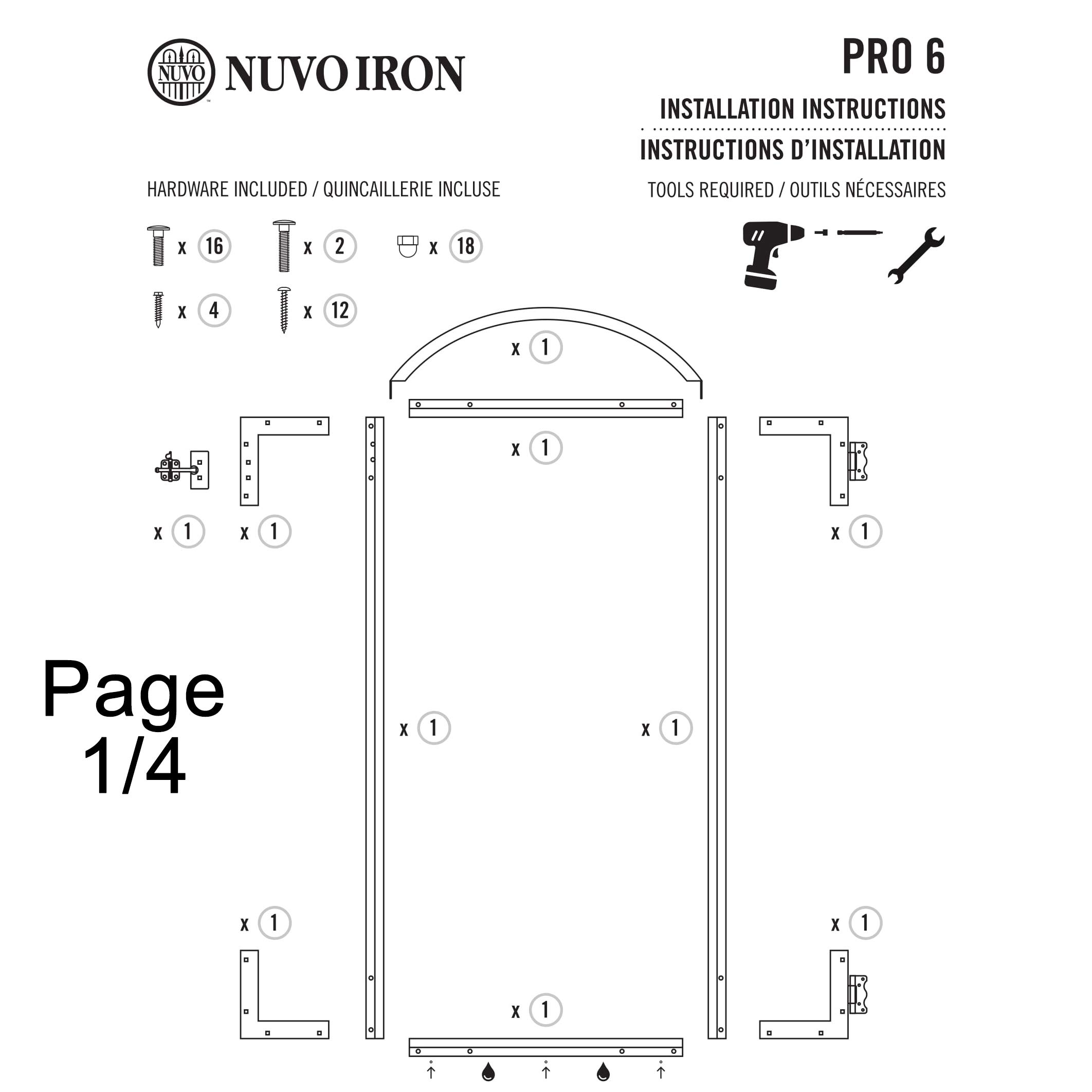 Nuvo Iron PRO6 (Pro 6) Gate Frame, 6 Standard Fence Board Wide x 6β Long, Black, 6 Foot