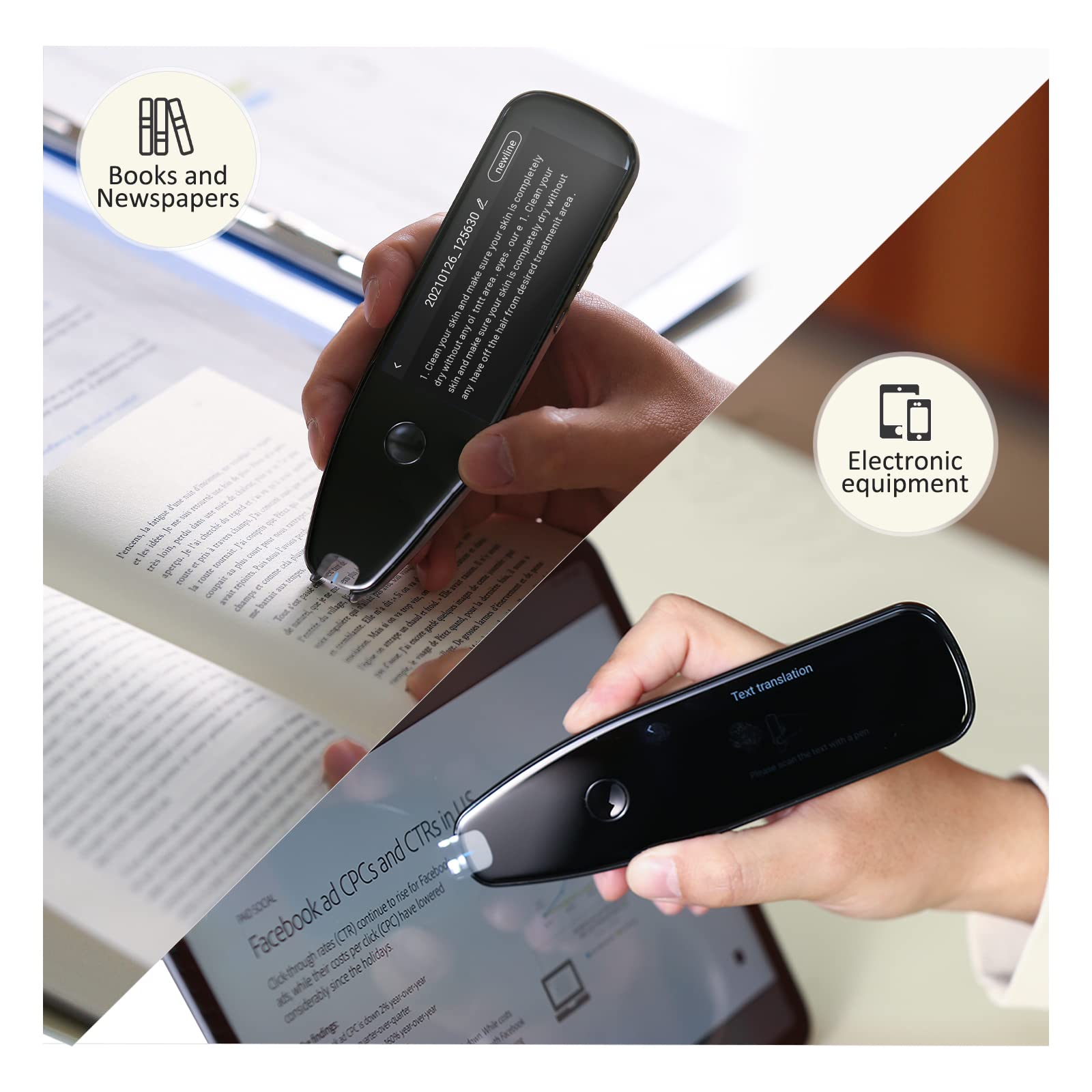 Adelagnes X5 Pro Reader Scanner Pen Dictionary Language Translator Device Voice Translator Support 112 Languages Real Time Text to Speech OCR/WiFi Translator Suitable for Meetings Travel Learning