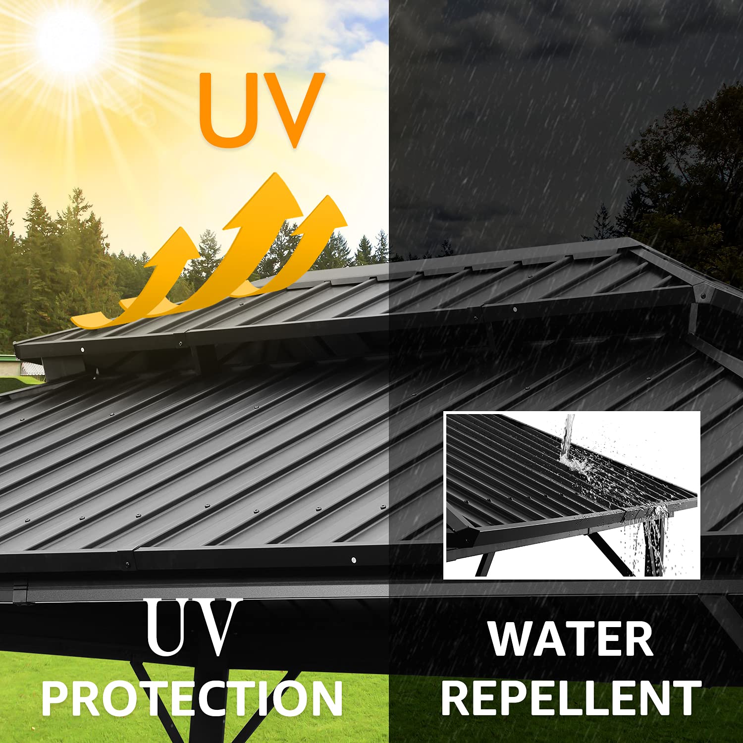 10X 12Ft Hardtop Gazebo Outdoor Gazebo Canopy Double Vented Roof Galvanized Steel Pergolas Aluminum Frame with Netting for Garden,Parties,Lawns and Patio
