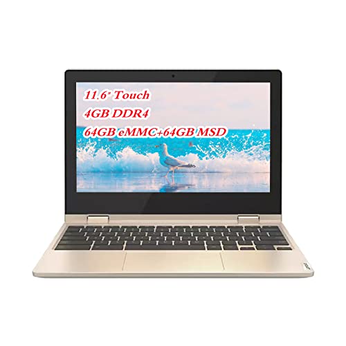 Lenovo Chromebook Flex 3 11.6" HD (1366 x 768) TouchScreen 2-in-1 Laptop, Intel Celeron N4020, 4GB DDR4, 64GB eMMC, Webcam, WiFi, Bluetooth, MicroSD Card Reader, Chrome Os, GCube 64GB Micro SD Card
