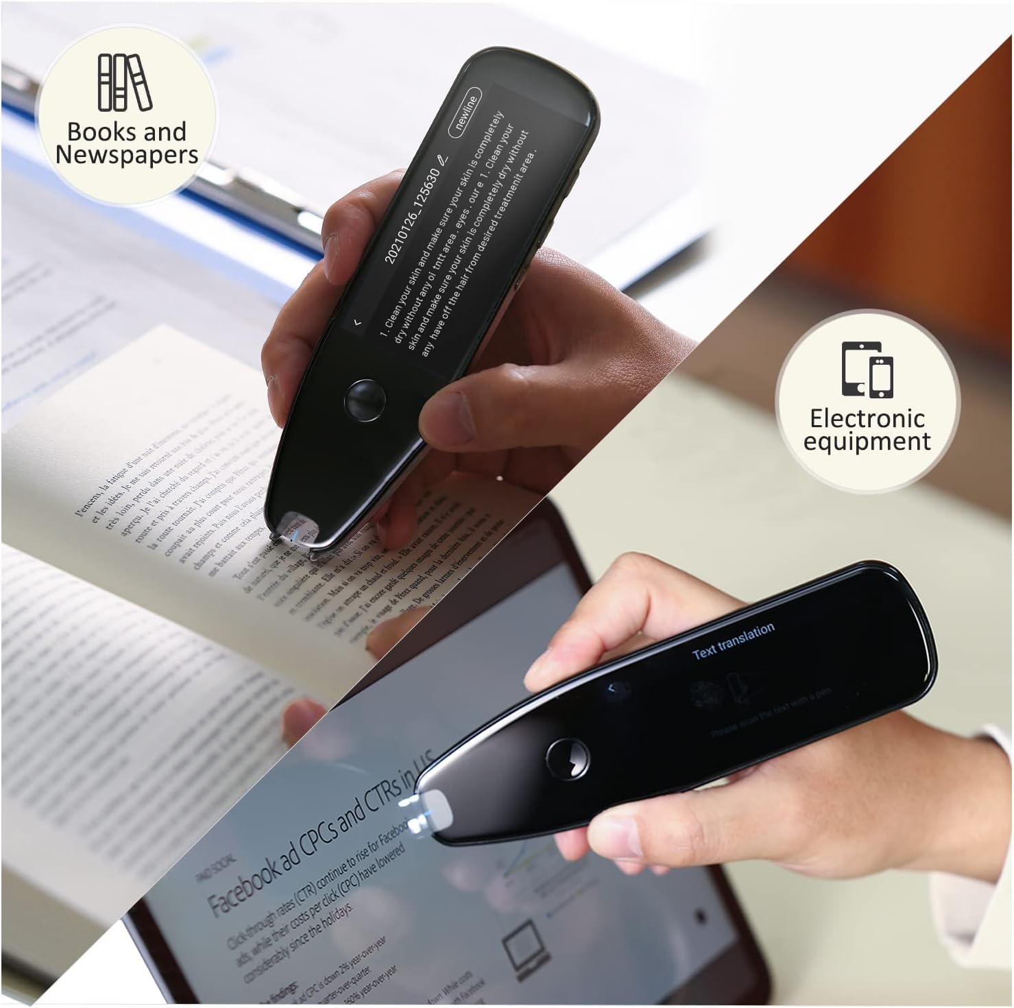 Pen Scanner and Reader,Smartpen,Real Time Book Reader Scanning Pen with LCD Touchscreen, 112 Language Digital Reader Pen Voice Language Translator Device, Speech and Scan to Translate