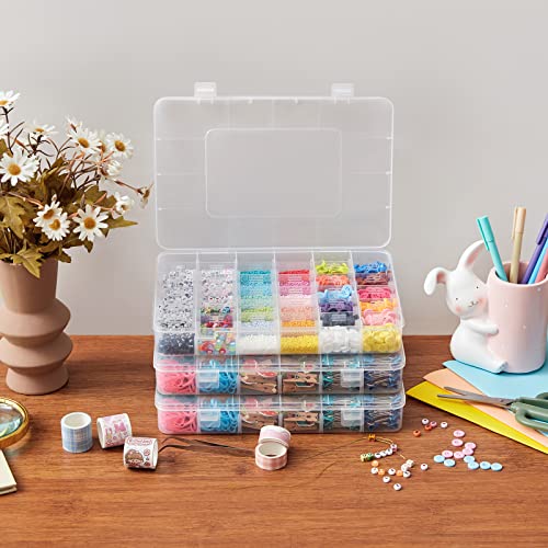 Lifewit 2 Pack 36 Grids Clear Stackable Plastic Organizer Storage Box Container with Adjustable Dividers for Beads, Art DIY, Crafts, Jewelry, Fishing Tackle with 5 Sheet Label Stickers