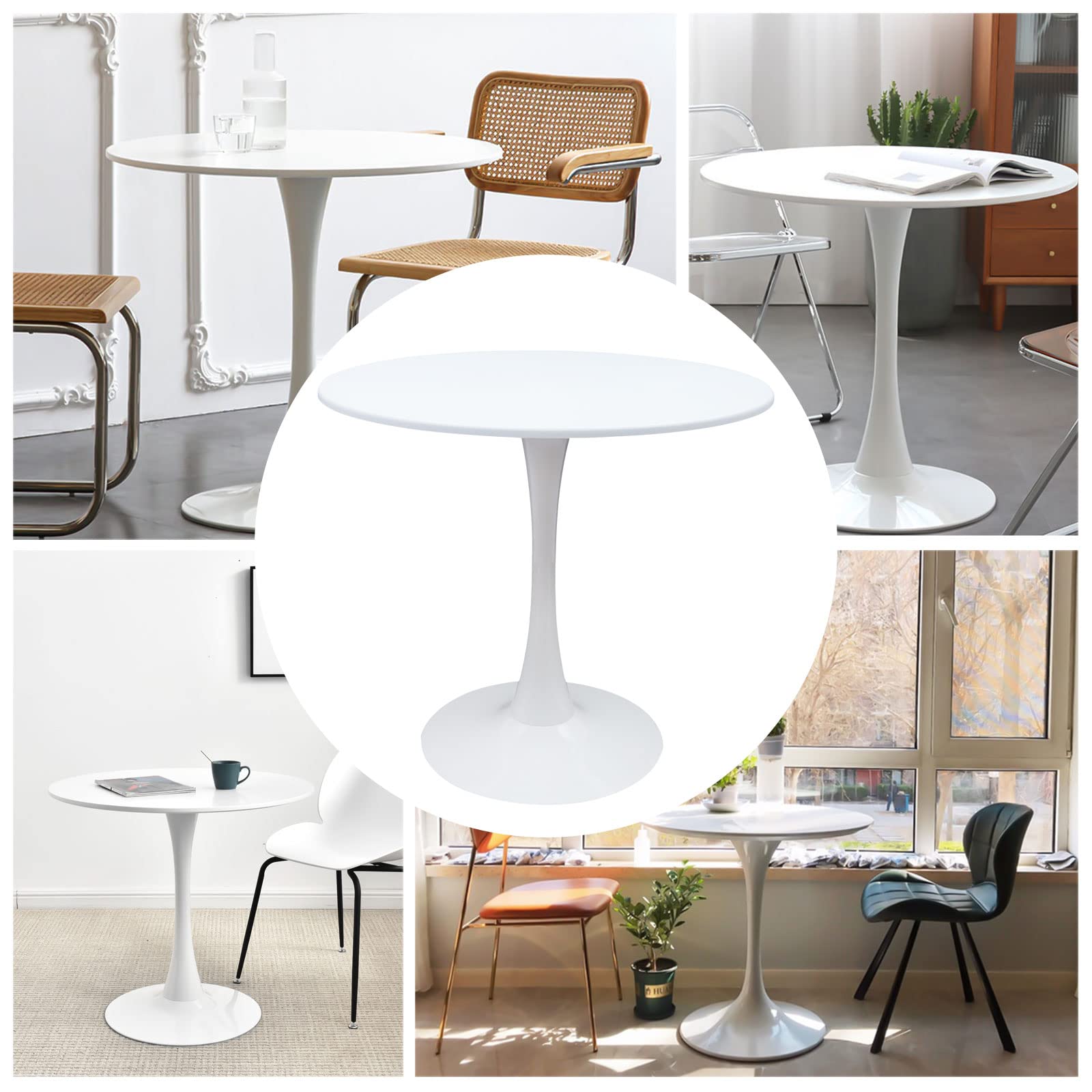 LIYUANJUN 31.5" Round Dining Table, Pedestal Table Mid Century Coffee Table End Side Table for Office Bar Hotel Living Room Sturdy Pedestal 165 Pounds Load-Bearing Capacity