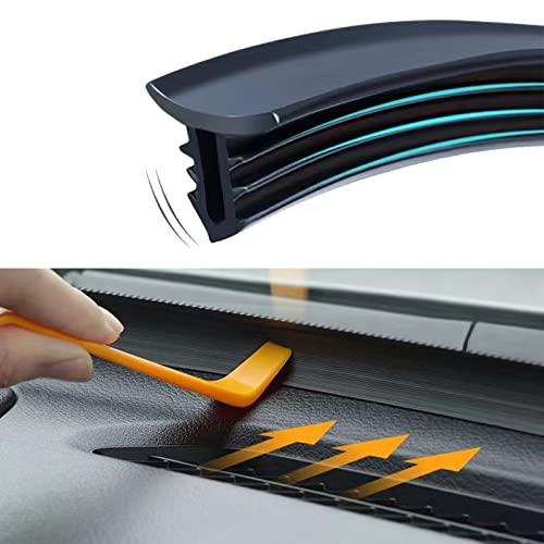 Msyuusr Car Rubber Dashboard Trim Seal Strip, 6.6Ft Universal Windshield Slit Dustproof Sound Insulation Guard Strip for Cars, Trucks, Boats (Black)