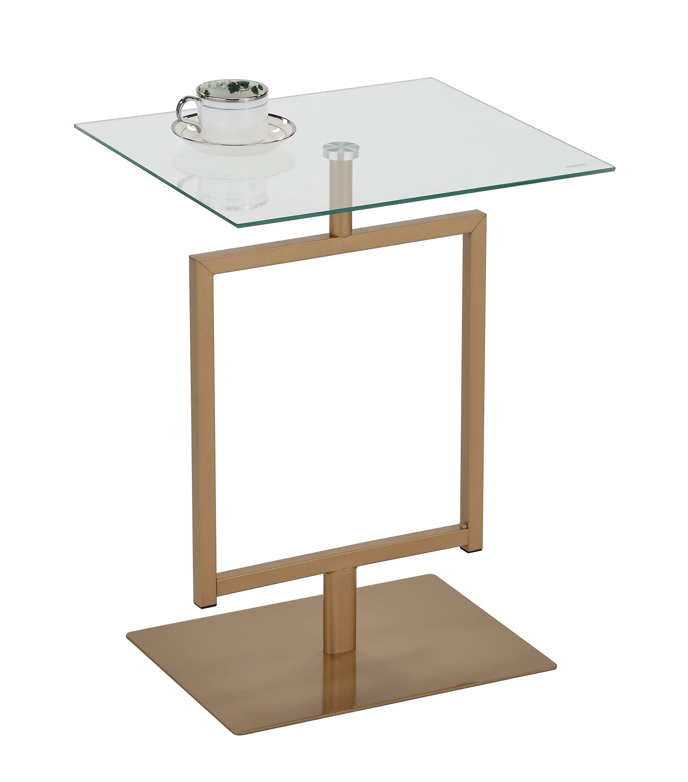 KB Designs - Modern Glass Top Accent Pedestal End Table, Gold Base