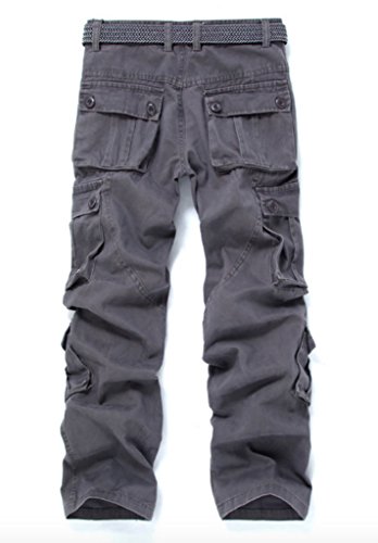 Elonglin Mens Military Combat Pants Cargo Trousers Multipockets Gray W 27 (Asian 28)