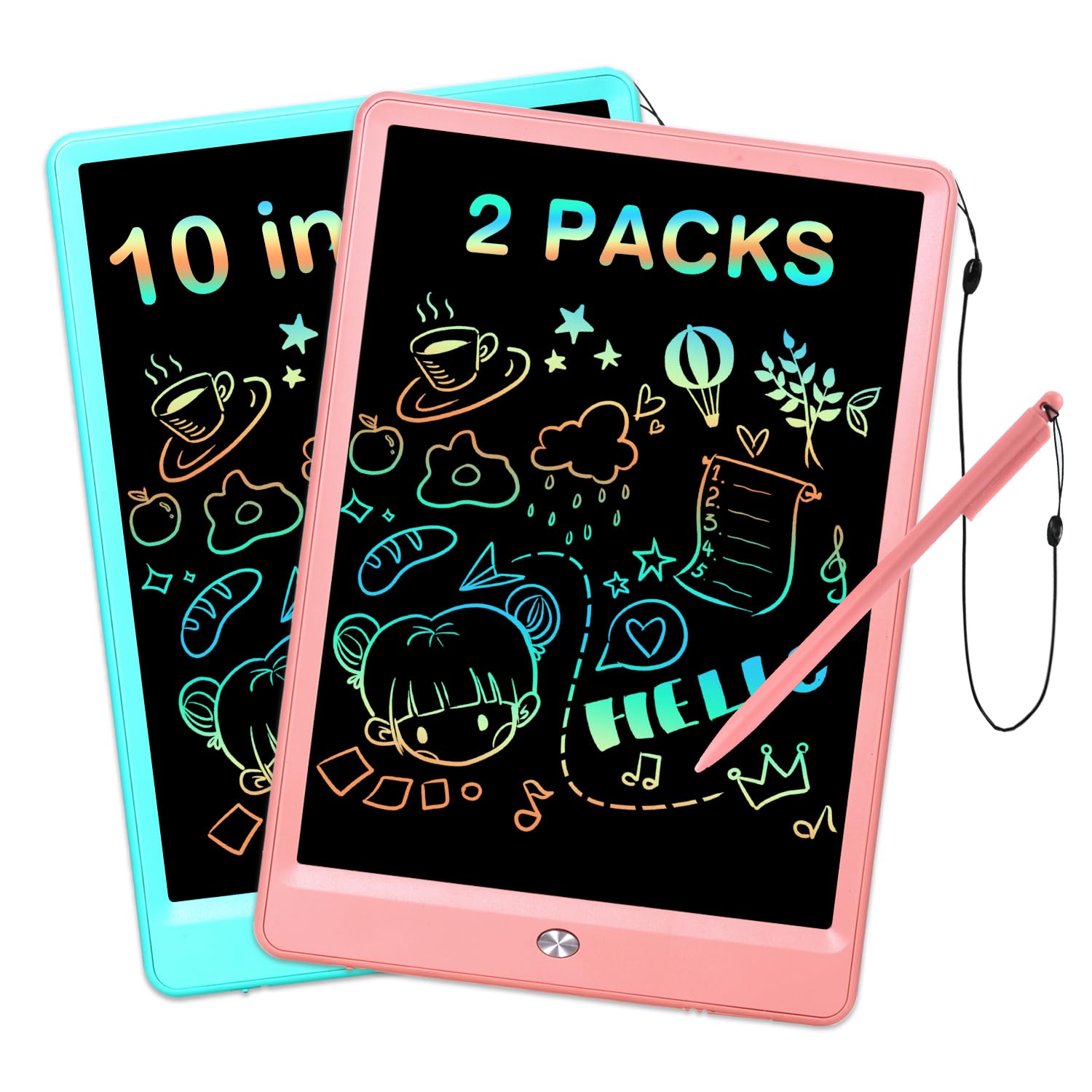 EooCoo Toys for Ages 3-6, Drawing Board 2 Pack, 10 Inch LCD Writing Tablet, Electronic Drawing Tablet, Girl/Boy Birthday Gift, Kids Toys, Drawing Pad Girls Gifts, Kids Travel Essential