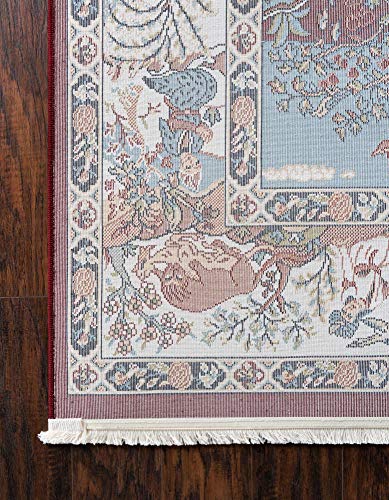 Unique Loom Narenj Collection Classic Traditional Hunting Scene Textured Design Area Rug, Rectangular 5' 0" x 8' 0", Burgundy/Tan