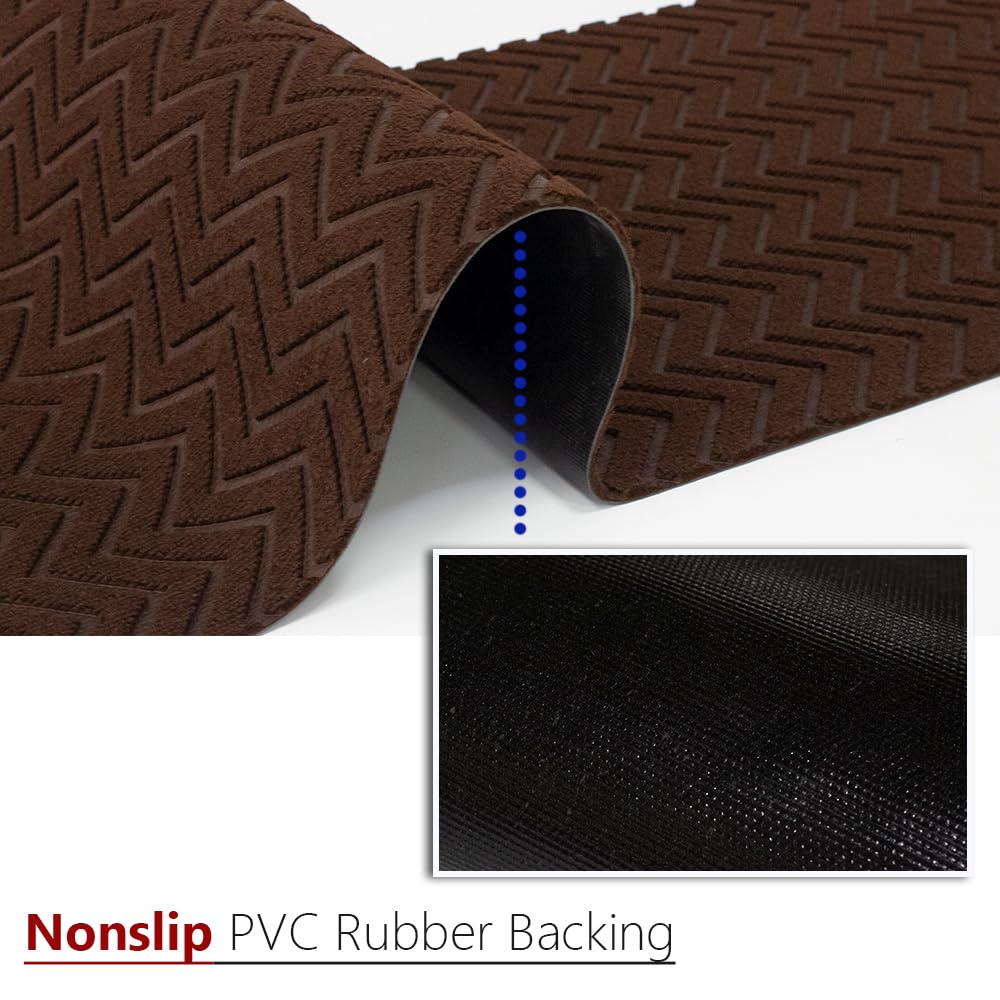 LITA Customized Size Hallway Runner Rug with Rubber Backing, Backed Non-Slip Waterproof, Washable Outdoor Indoor Carpet for Floor, Entryway, Kitchen, Laundry, Balcony, Garage, Brown Triangle, 2' x 10'