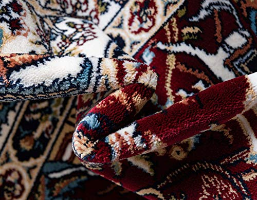 Unique Loom Narenj Collection Classic Traditional Hunting Scene Textured Design Area Rug, Rectangular 5' 0" x 8' 0", Burgundy/Tan