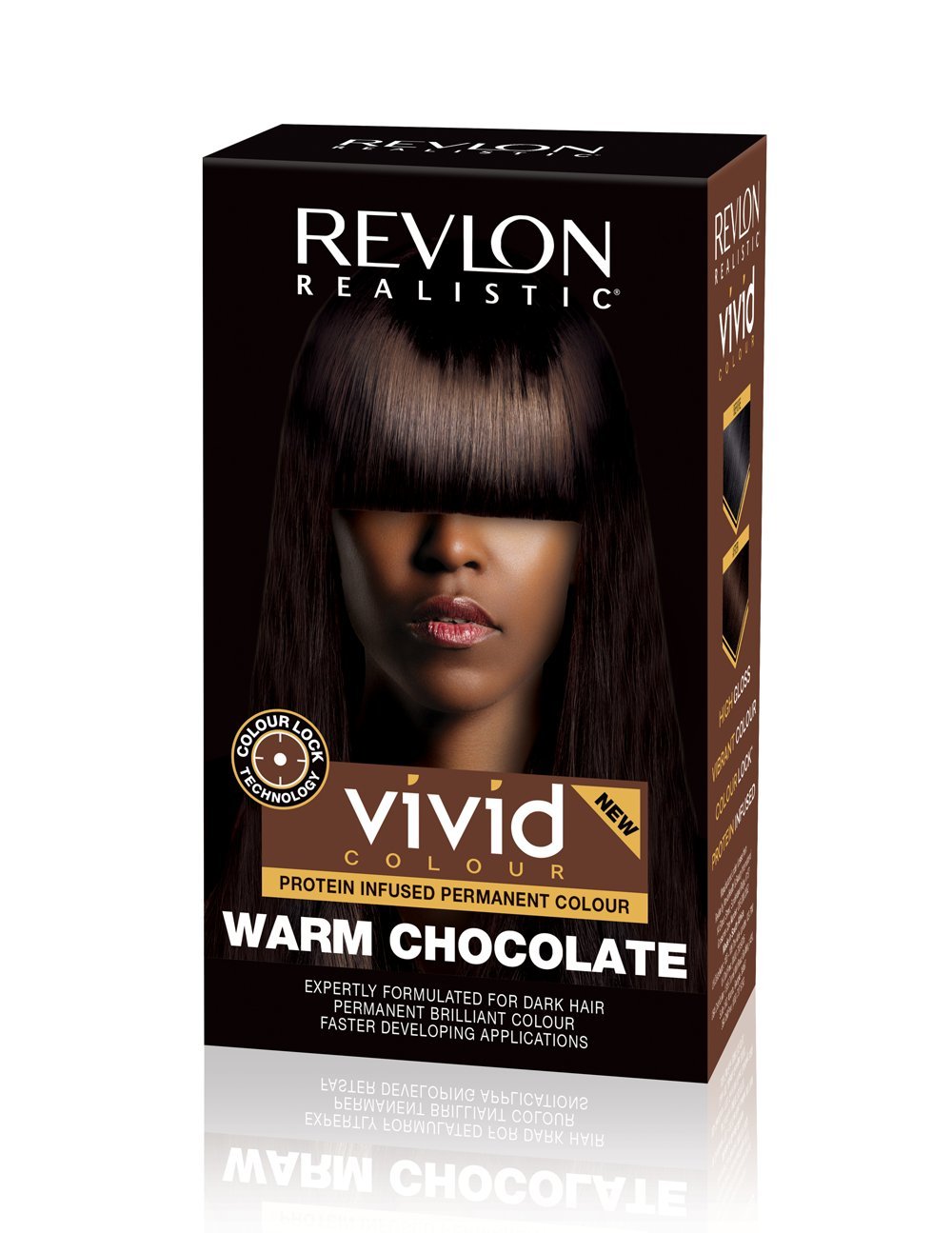Revlon Realistic Vivid Colour Protein Infused Permanent Color Hair Dye with Color Lock Technology, Warm Chocolate 110ml