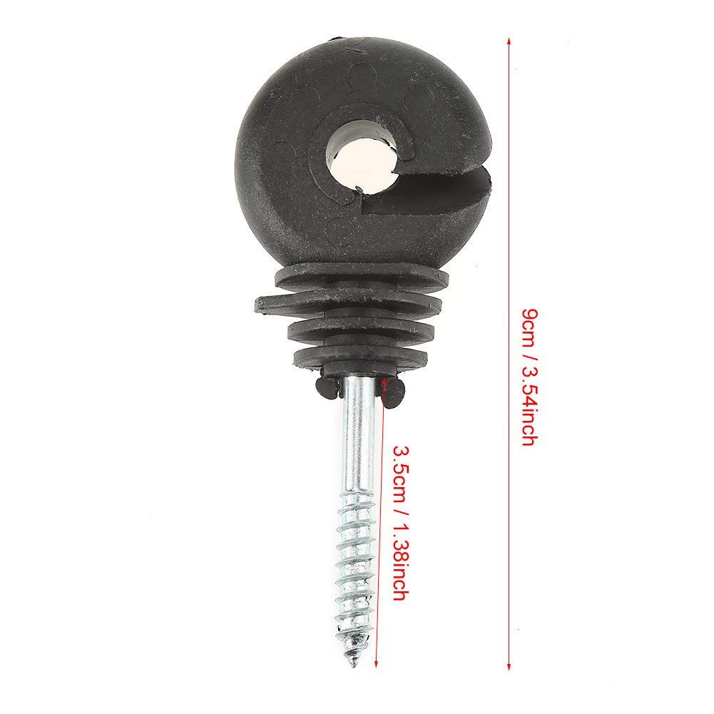 50 Pcs Black Electric Fence Insulator Screw-in Insulator Fence Ring Post Wood Post Insulator and 1 Pc Insulator Socket Tool(Grid System Accessories for Animal Husbandry Electronic)