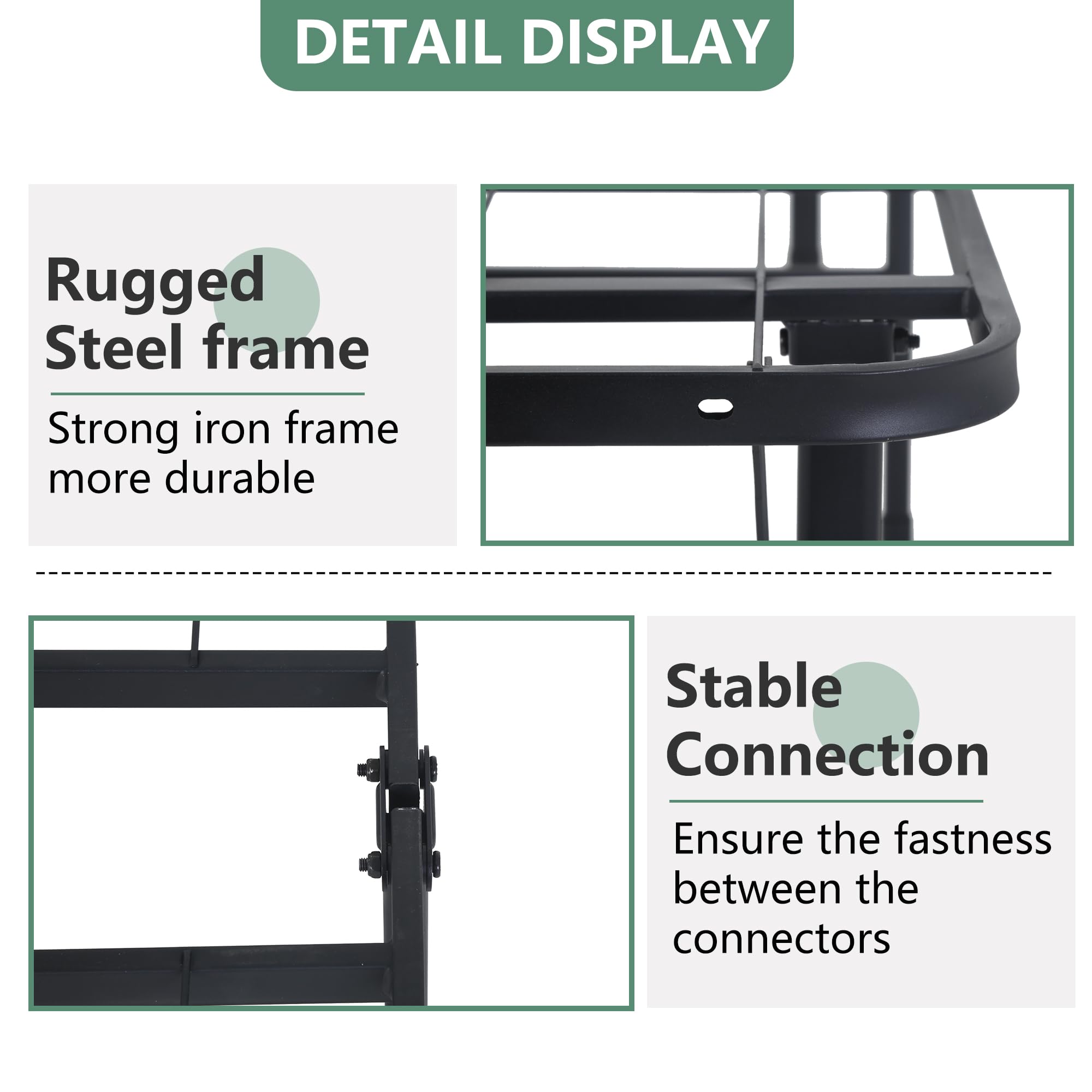 PayLessHere 14 Inch Metal Bed Frame Folding Bed Frame Heavy Duty Steel Slat Platform Bed Frame Mattress Foundation Box Spring Replacement Noise-Free Easy Assembly,Black Short Queen
