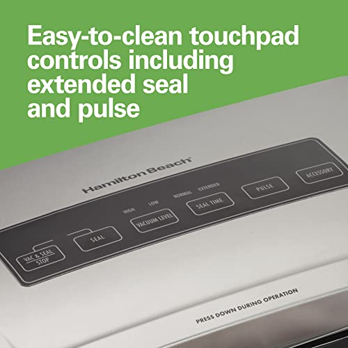 Hamilton Beach NutriFresh Vacuum Sealer Machine with Bag Cutter, BPA Free Food Sealing Starter Kit, Silver (78220)