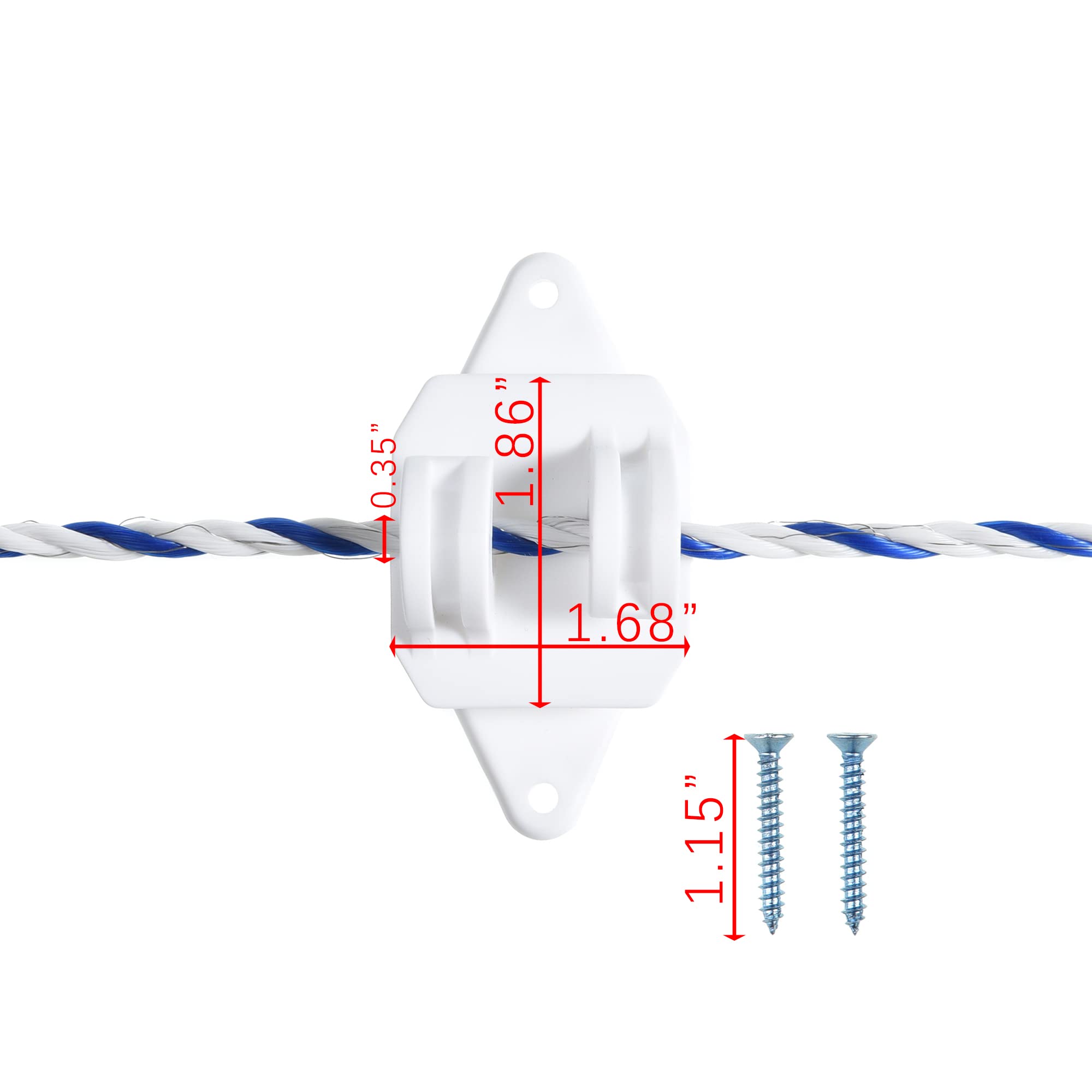 50 Pack Electric Fence Wood Post Claw Insulators, Nail on Insulator for Hi-Tensile, Heavy- Duty Fencing Wire Polywire, White