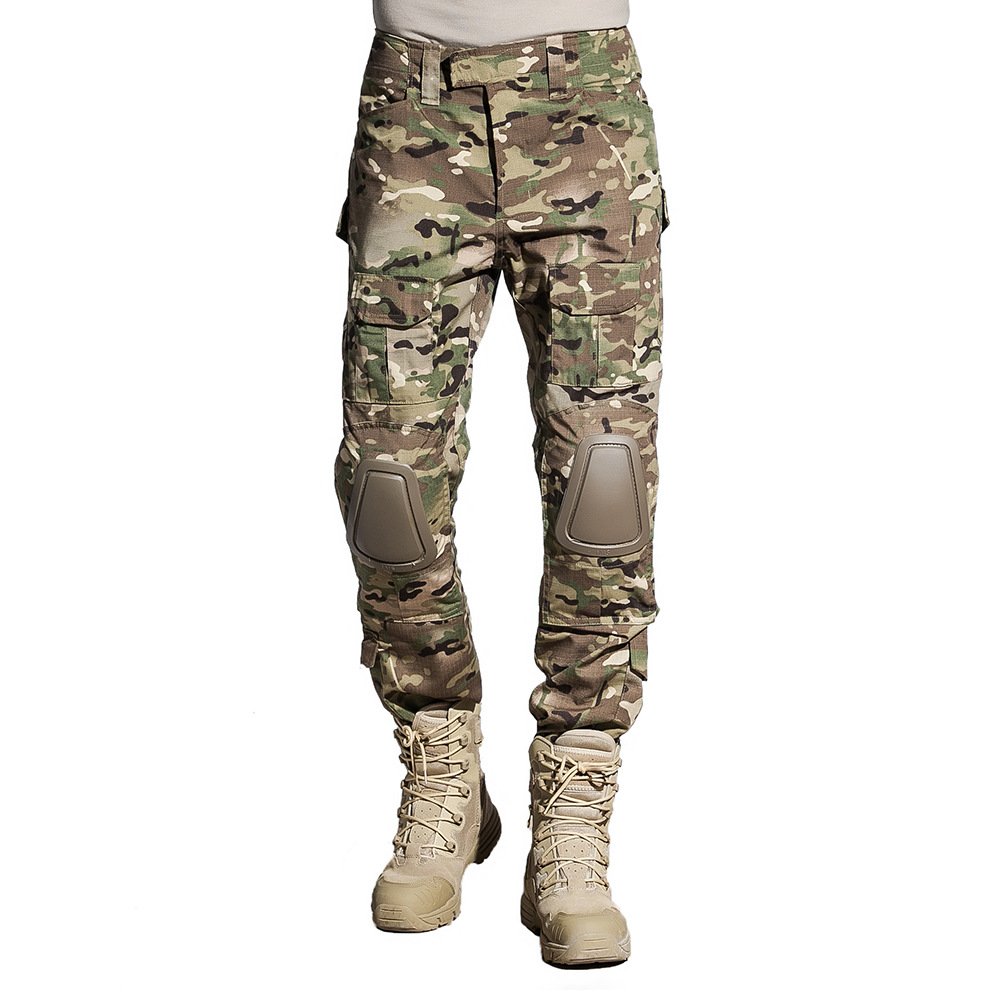 SINAIRSOFT Tactical Pants Shirt with Knee Pads Army Airsoft Combat BDU Pants Shirt Multicamo