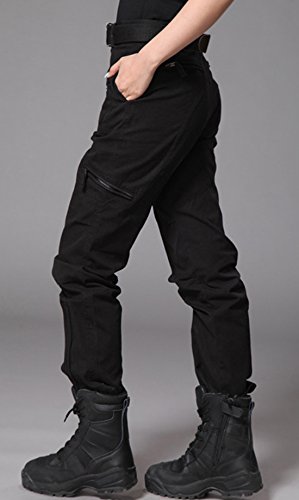 chouyatou Women's Military Straight Fit Stylish Combat Cargo Slacks Pants (X-Large, Black)