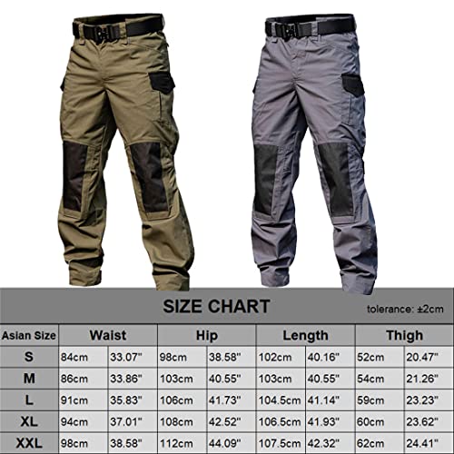 Men's Tactical Military Equipment Soldier Army Training Trouers Solid Multi Pockets Combat Pants Gray M