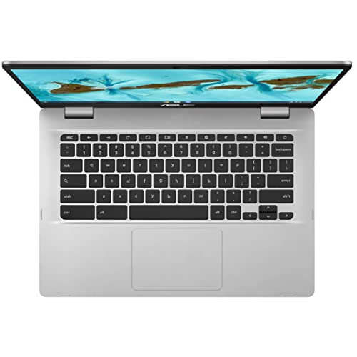 ASUS 14 C424MA Chromebook Laptop, 14" FHD Anti-Glare, Intel Celeron N4020 Processor, 4GB LPDDR4 RAM, 128GB eMMC, 802.11AC WiFi, Bluetooth 5.0, Type-C, Webcam, Silver, Chrome OS, 64GB Flash Drive