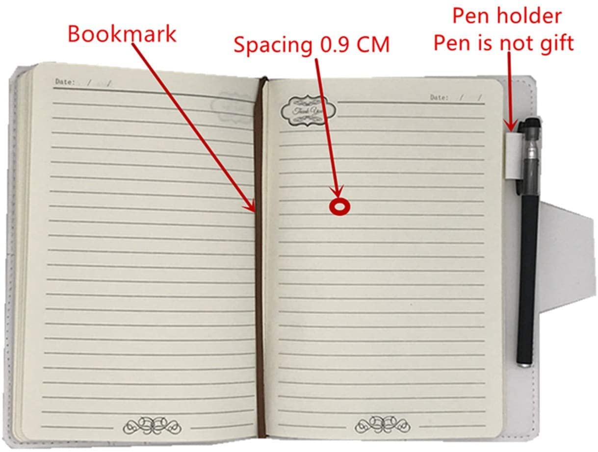 JunShop Lock Journal Diary Digital Password Notebook Leather Binder Diary with Combination Lock Print Bronzing (Blue)
