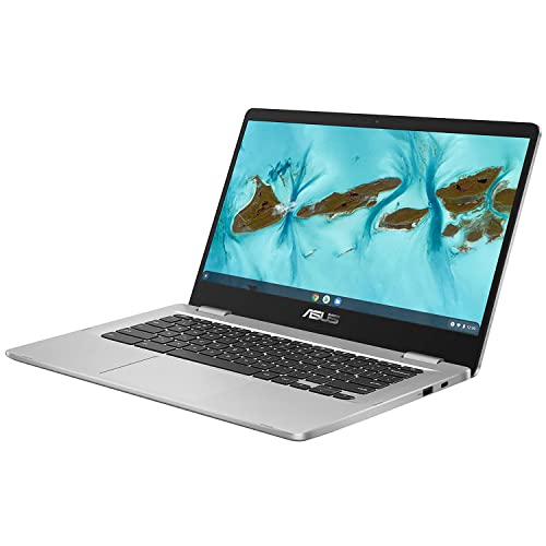 ASUS 14 C424MA Chromebook Laptop, 14" FHD Anti-Glare, Intel Celeron N4020 Processor, 4GB LPDDR4 RAM, 128GB eMMC, 802.11AC WiFi, Bluetooth 5.0, Type-C, Webcam, Silver, Chrome OS, 64GB Flash Drive