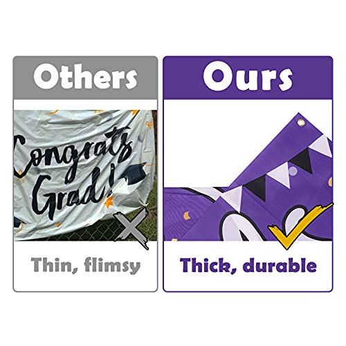 Bunny Chorus Graduation Decorations 2023 Party Backdrop Banner, Extra Large 71" x 40" Purple Black Photo Booth Props Decorations, Congrats Grad Home for Outdoor Indoor Supplies