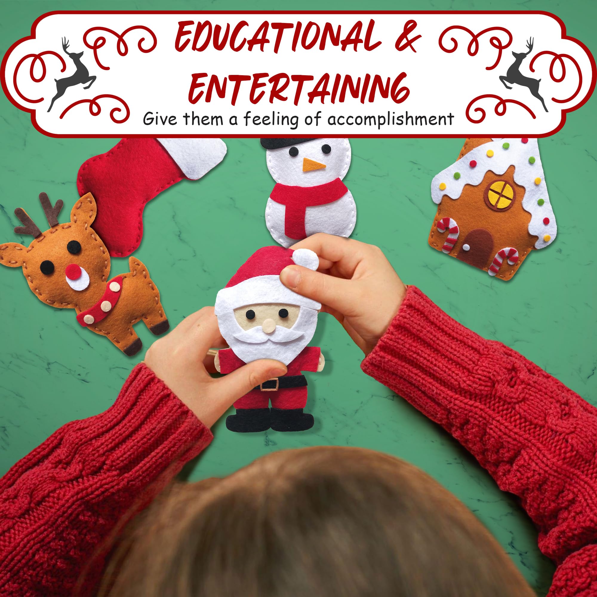 MOMOTOYS Sewing Kit for Kids, Fun & Educational Christmas Sew Craft Set for Boys and Girls Ages 8-12, Complete Beginner Sewing Kit with Felt Plushie for Creative DIY Projects