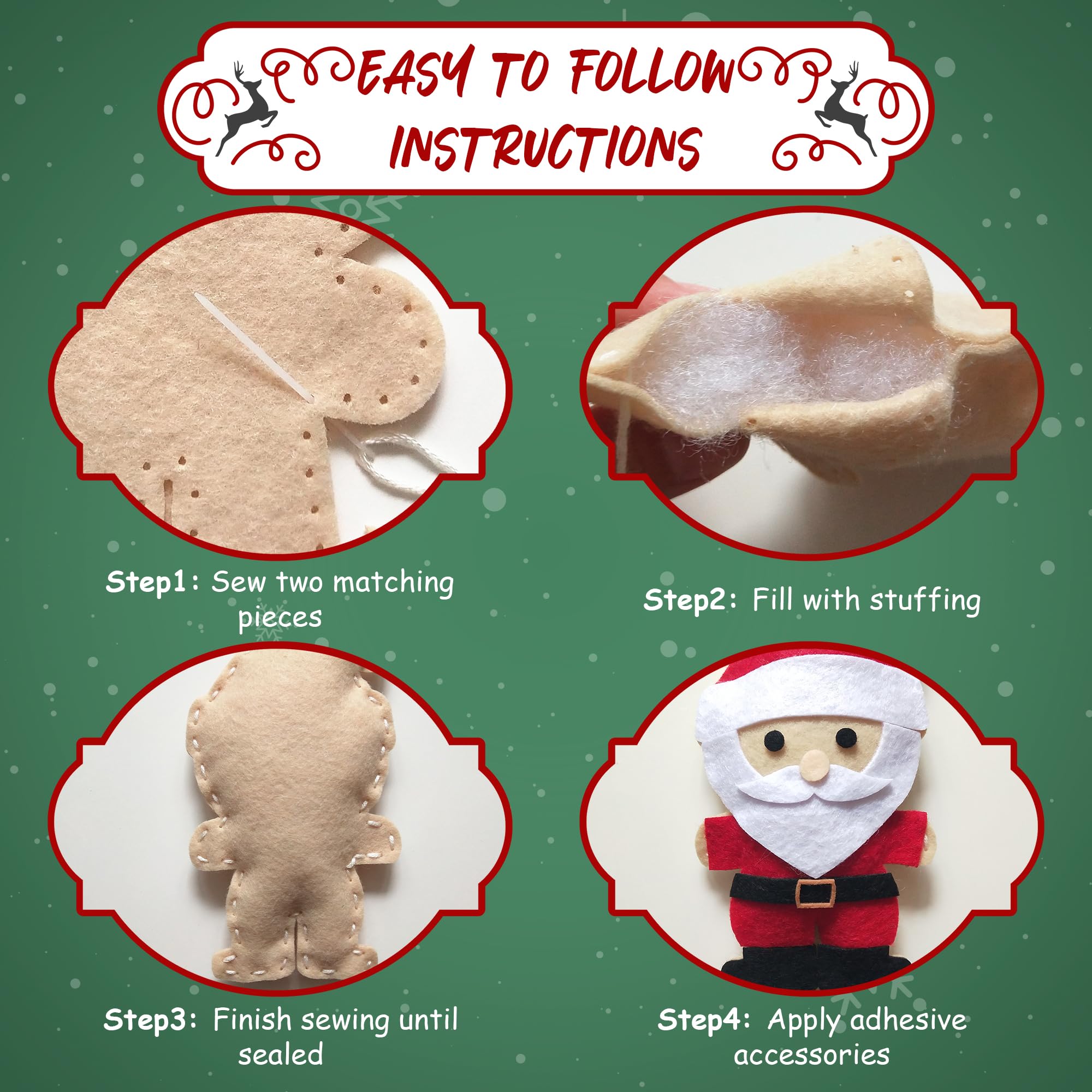 MOMOTOYS Sewing Kit for Kids, Fun & Educational Christmas Sew Craft Set for Boys and Girls Ages 8-12, Complete Beginner Sewing Kit with Felt Plushie for Creative DIY Projects
