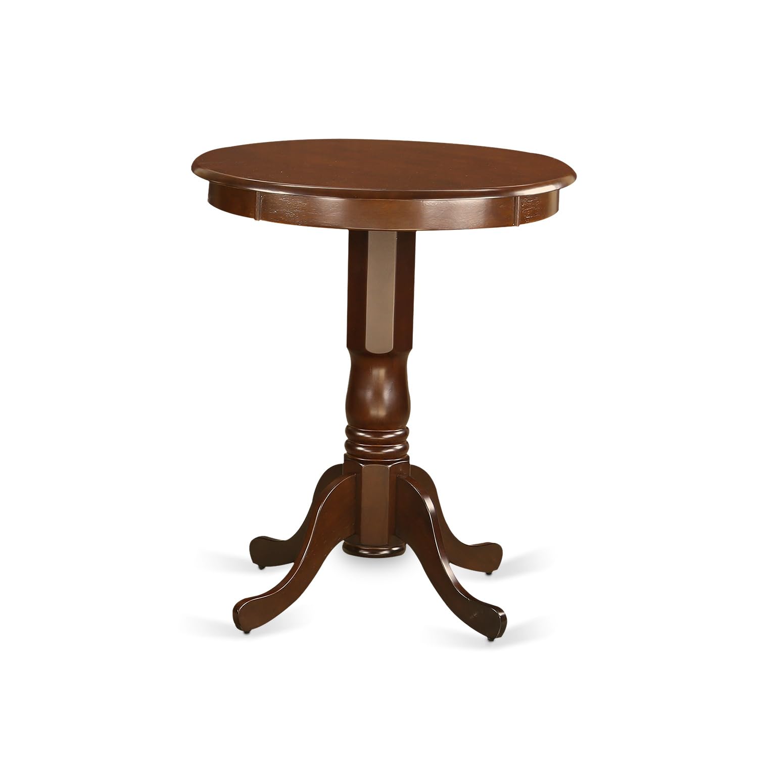 HomeStock Rococo Radiance Edan Dining Table Made of Rubber Wood Offering Walnut Finish Table Top, 30 Inch Round, Linen White Finish Pedestal