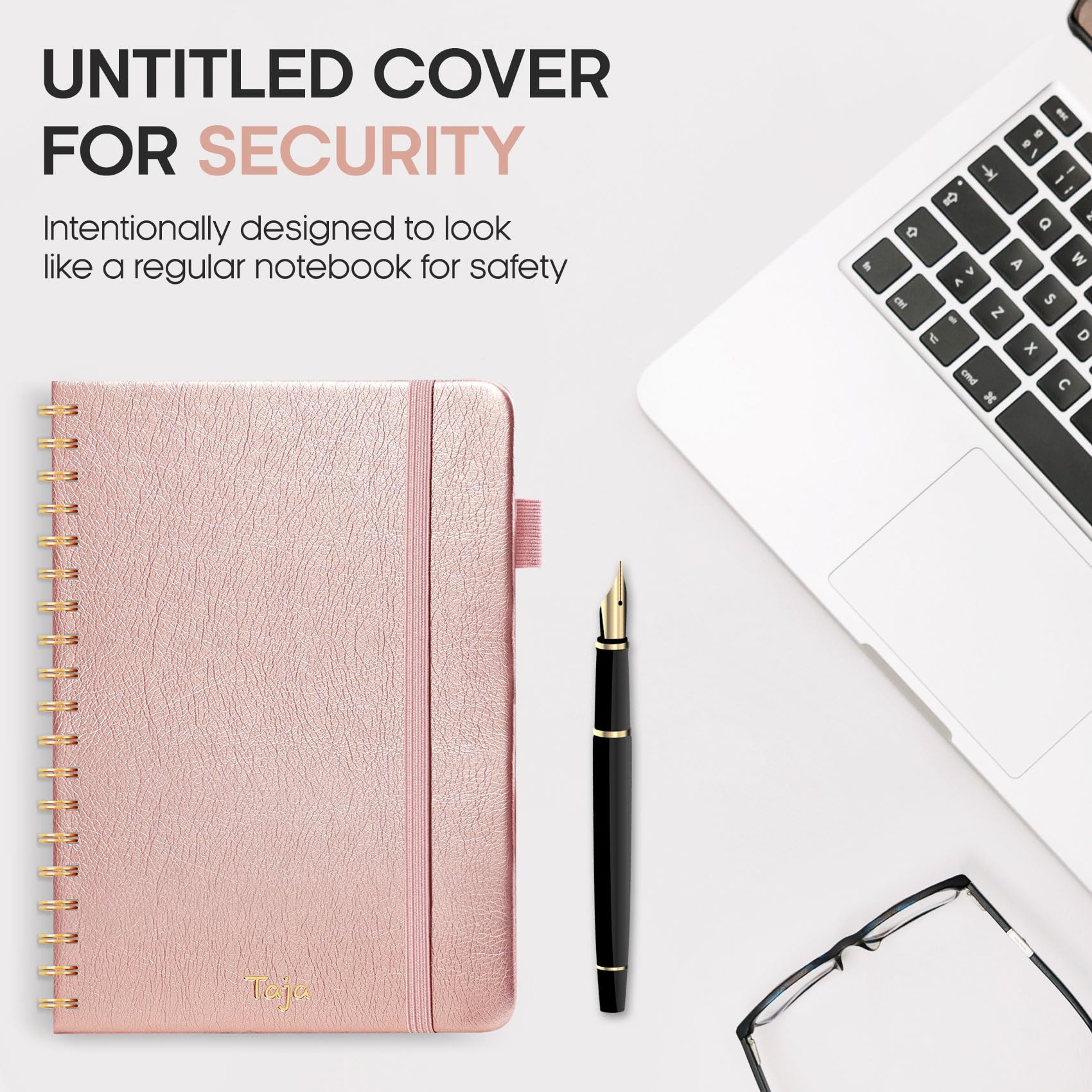 Password Book with Alphabetical Tabs, 5.5" x 6.7" Spiral Password Book, Small Password Books for Seniors, Password Keeper Book to Help You Stay Organized - Rose Gold