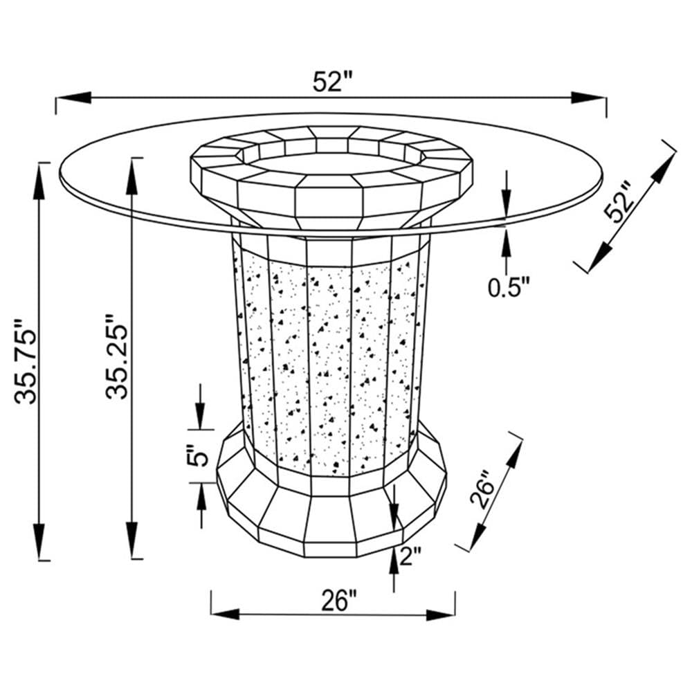 MAKLAINE Pedestal Round Glass Top Counter Height Table in Mirror
