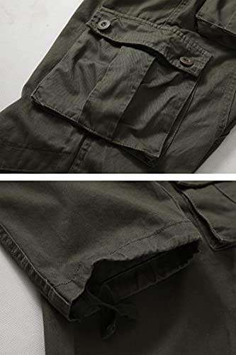 AKARMY Wild Cargo Pants, Casual Work Pants, Military Army Camo Combat Hiking Pants with 8 Pockets(No Belt) 3357 Gray Green 34