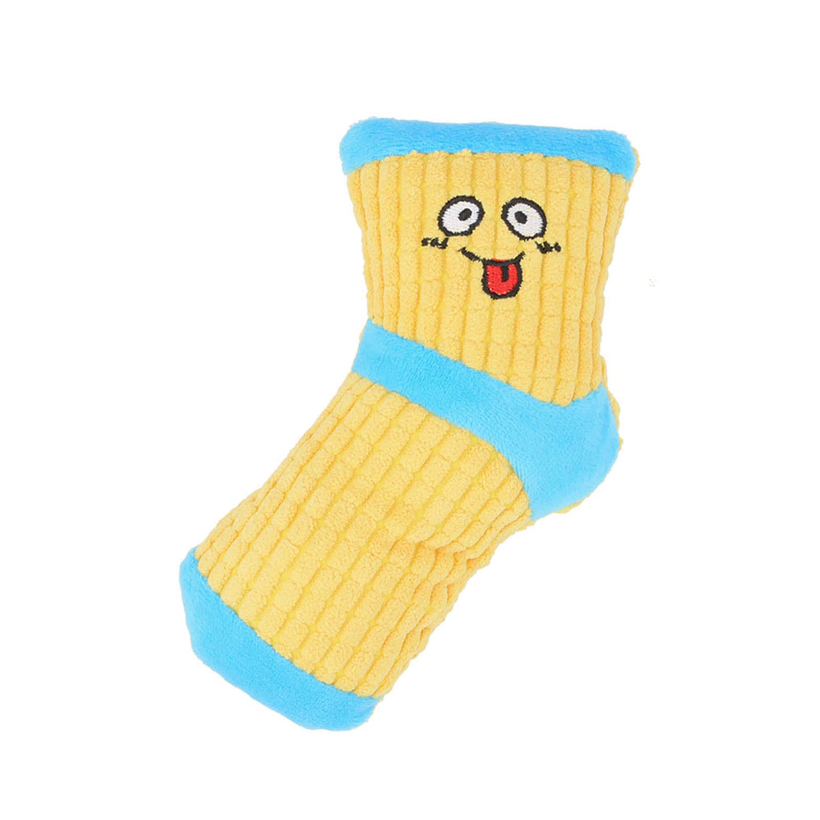 Squeaky Dog Toys, Funny Dog Toys Stuffed Plush Dog Toy, Cute Socks Dog Birthday Gift Dog Chew Toys Pet Toys for Small Medium Dogs(Blue Yellow)