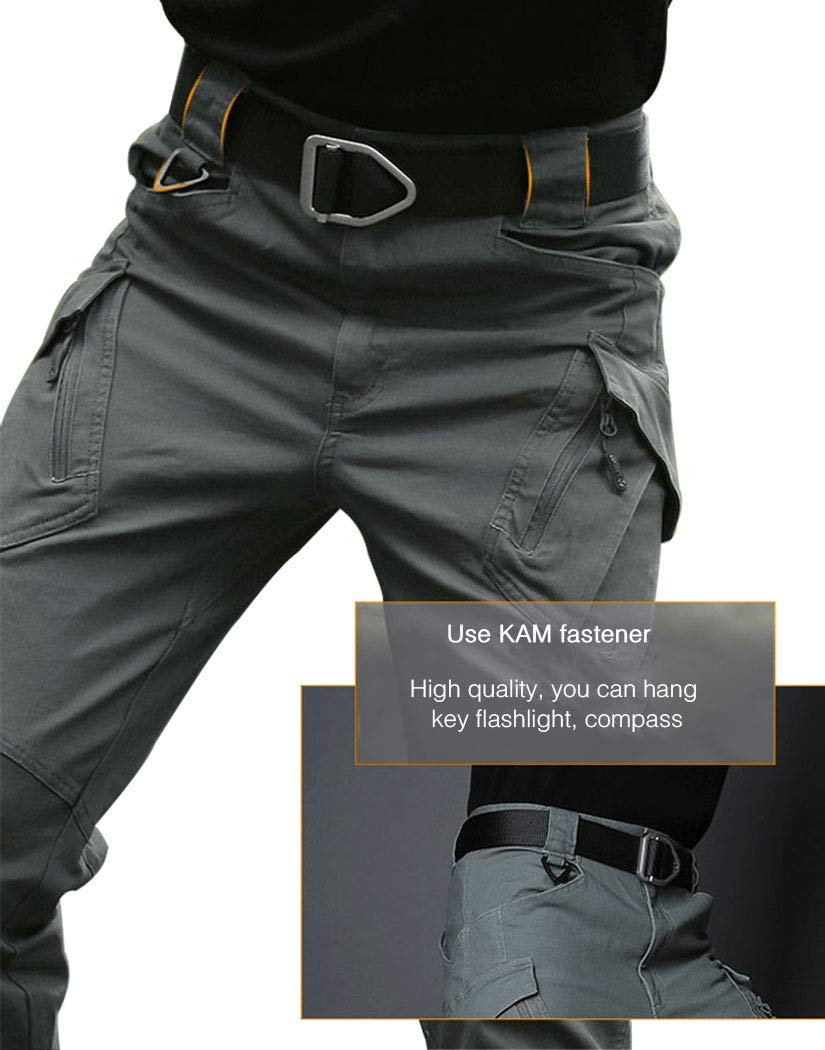 Les umes Mens Cargo Pants Military Tactical Trail Ripstop Combat Work Trousers Hiking Outdoor Pants Grey 40