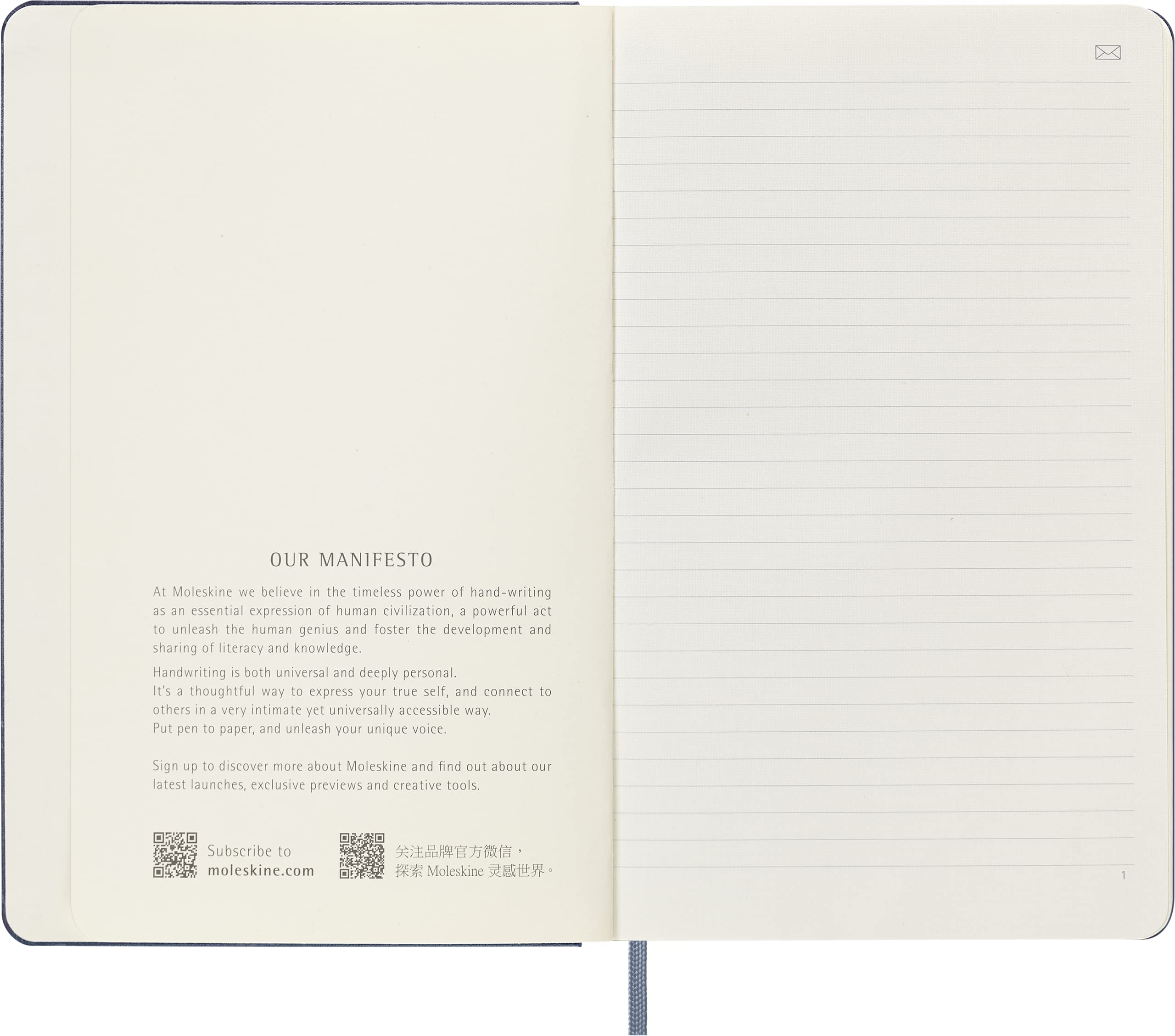 Moleskine Smart Notebook, Large, Ruled, Sapphire Blue, Hard Cover (5 x 8.25)