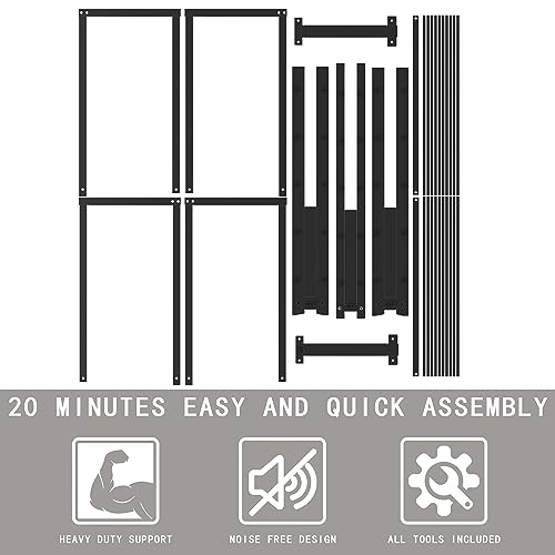 XINXINYAN 16 Inch Queen Bed Frame, No Box Spring Needed, Heavy Duty Metal Platform Queen Size Bed Frame, Strong Steel Slats Support, Noise Free, Easy Assembly, Black
