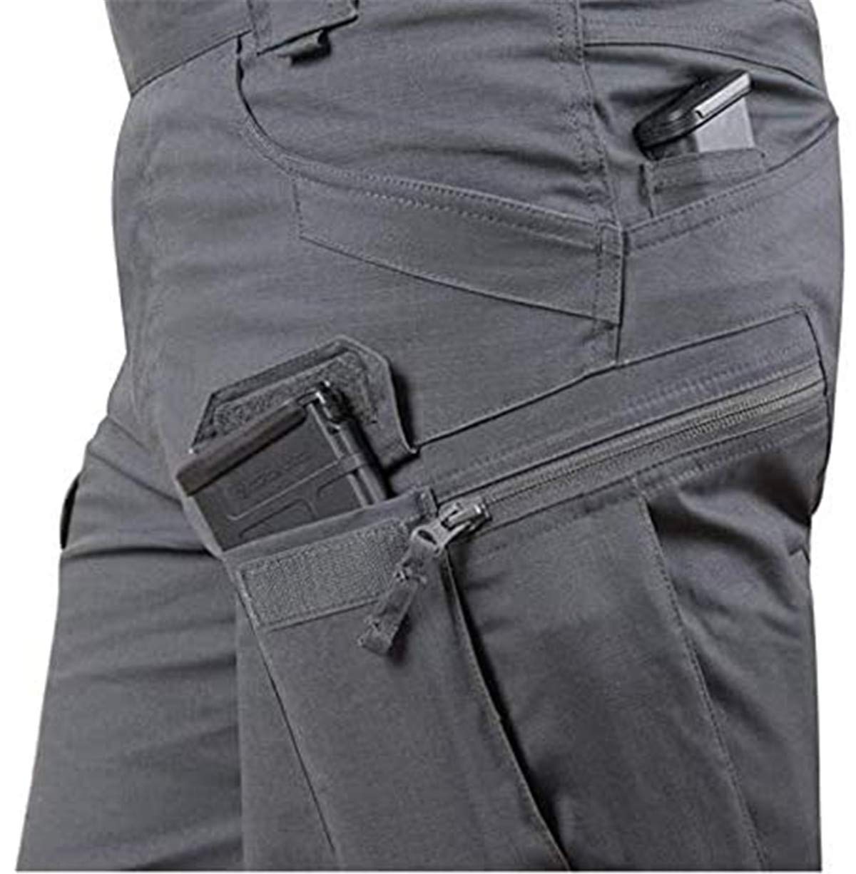 LELEBEAR 2021 Upgraded Tactical Waterproof Pants, Mens Waterproof Hiking Tactical Trousers for Combat Outdoor Hiking (Gray Shorts, Small)